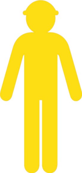 Construction Worker [Arms Down] Yellow Cut Out Safety Corflute 1500mm x ...