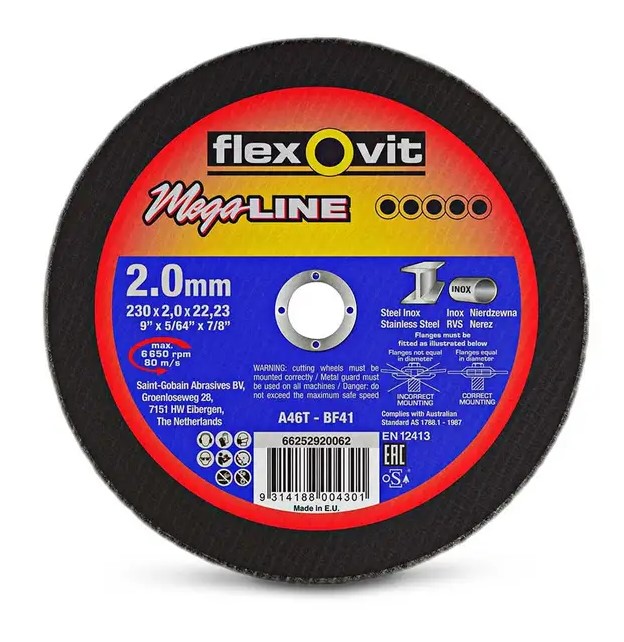Cut Off Wheel Inox Flexovit 230mm x 2.0 x 22 Brisbane & QLD